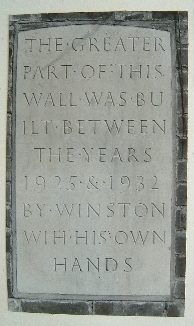 A plaque in a wall at Chartwell - International Churchill Society