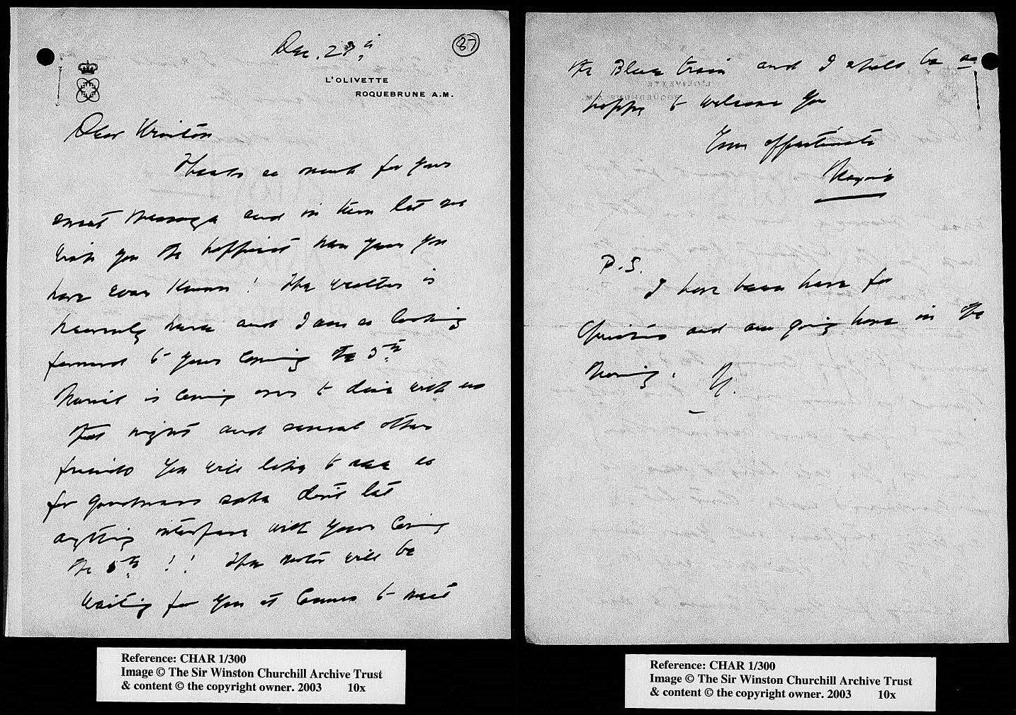 Letter from the actress and socialite Maxine Elliott - International ...