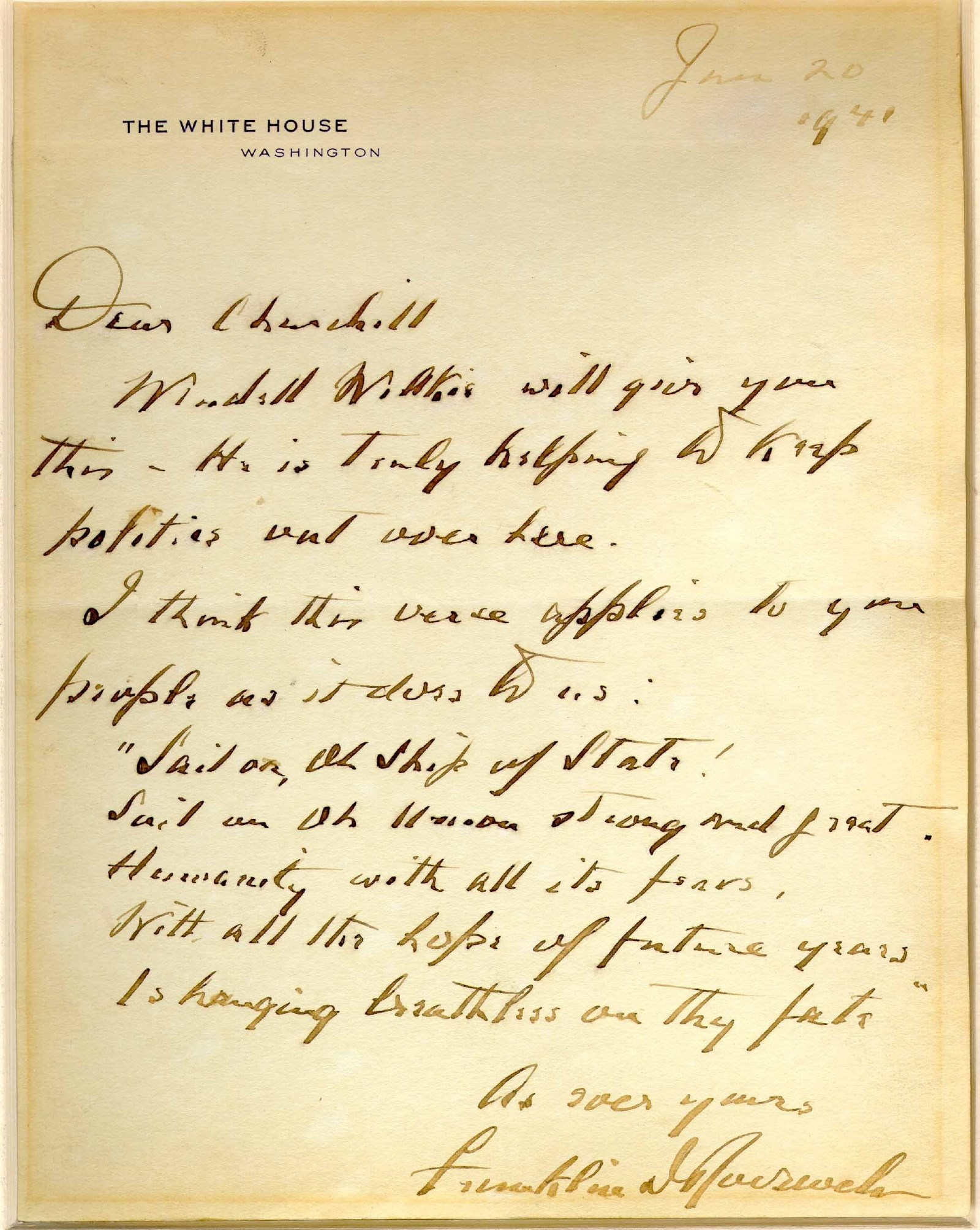 Letter from President Roosevelt - International Churchill Society